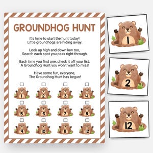Groundhog Day, Scavenger Hunt, Fun Groundhog Game for Kids, Groundhog ...