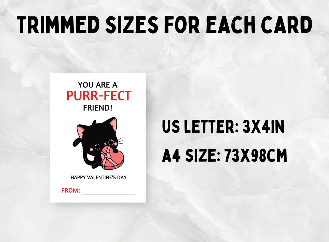 Black Cat Valentines, Fun School Valentine Gift Tags, Kids Classroom ...