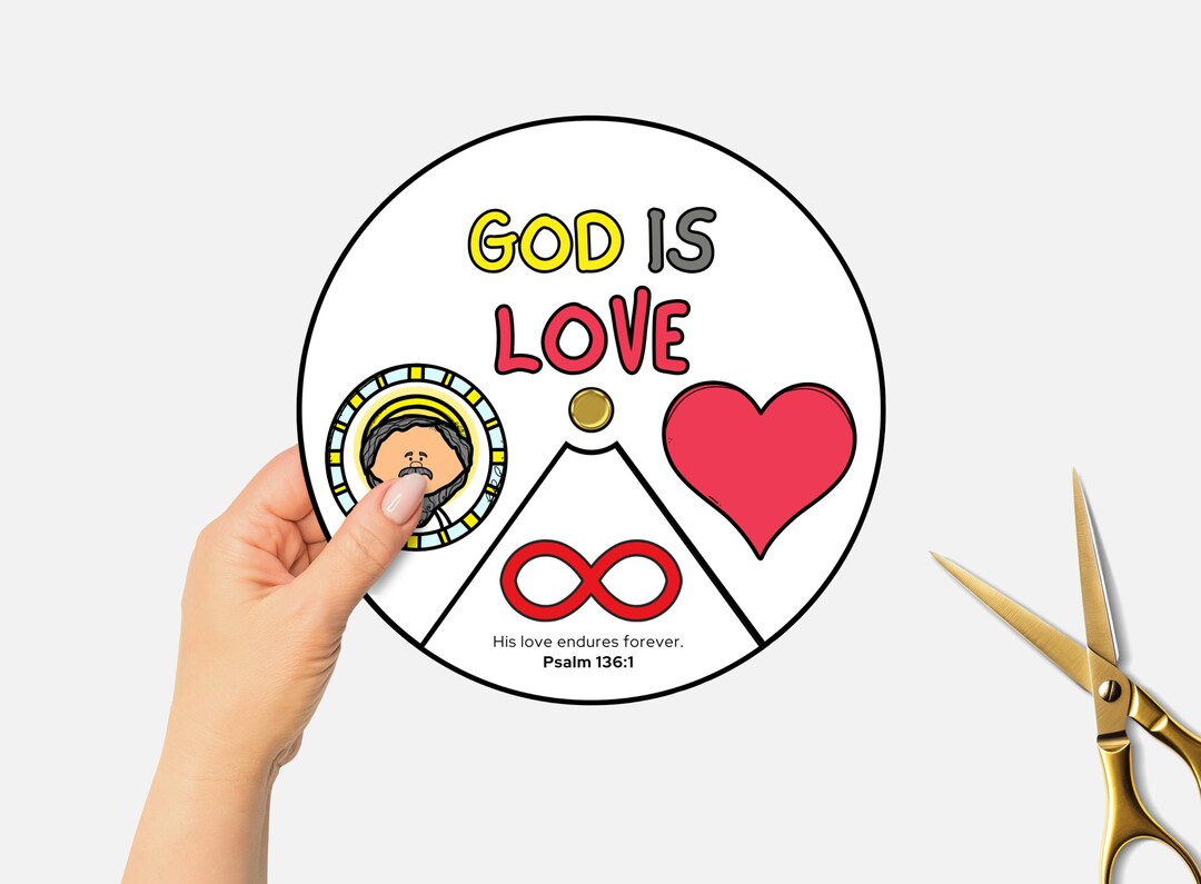 God is Love, Printable Bible Coloring Wheel, Valentines Day Sunday ...