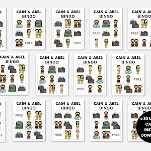 Cain and Abel, 30 Bible Story Bingo Cards, Printable Sunday School ...