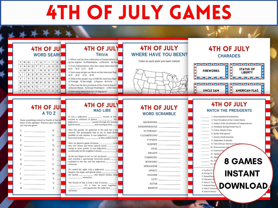 4th of July Games, Fourth of July Games, July 4th Games, Independence ...