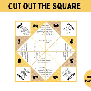 Jesus and the 12 Apostles, Printable Cootie Catcher, Sunday School ...