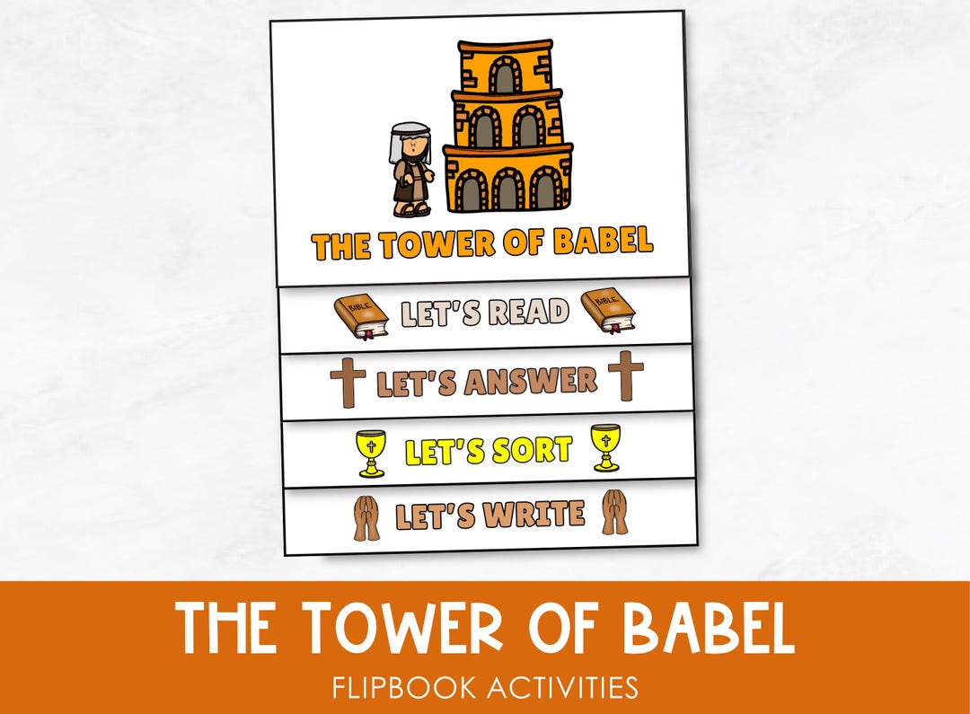 The Tower of Babel, Printable Bible Flipbook, Sunday School Craft, Kids ...