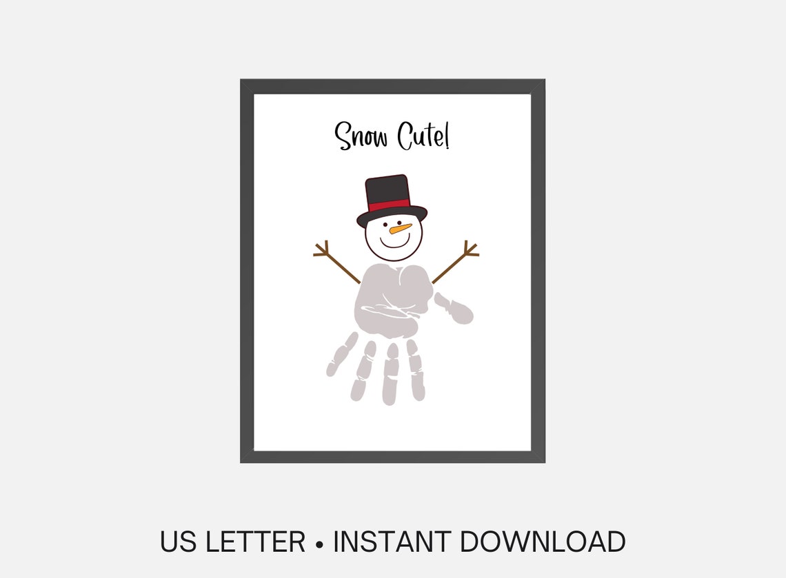 Snowman Handprint Art, Printable Winter Handprint Craft, Christmas ...