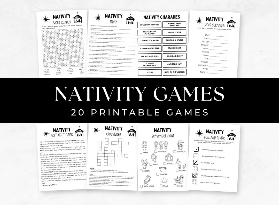 20 Nativity Games, Printable Youth Group Games, Christian Christmas ...