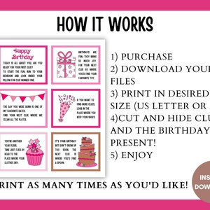 Pink Birthday Scavenger Hunt for Kids, Birthday Treasure Hunt, Indoor ...