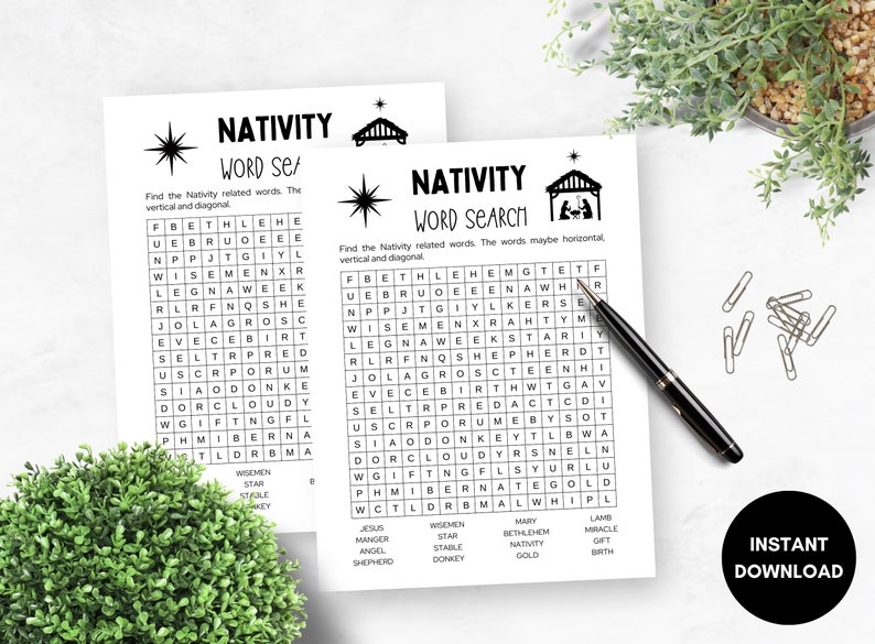 Printable Nativity Word Search, Youth Group Game, Christian Christmas ...