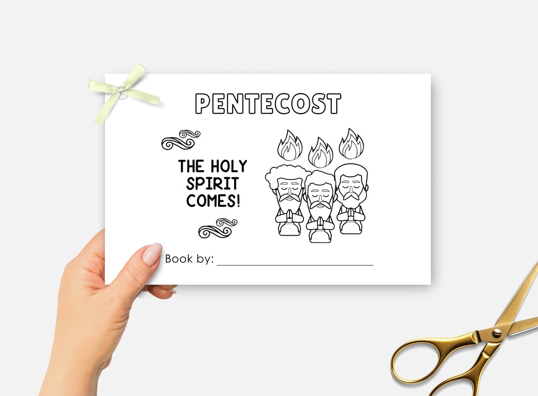 Pentecost Craft, Printable Holy Spirit Mini Bible Book, Day of Pentecost Sunday School Coloring ...