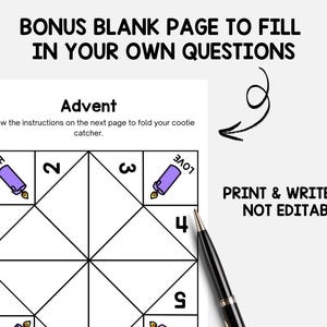 Christmas Advent, Printable Bible Cootie Catcher, Sunday School Craft ...
