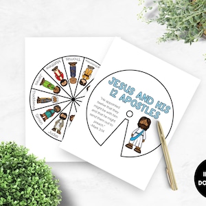 Jesus and His 12 Apostles, Printable Bible Coloring Wheel, the Twelve ...