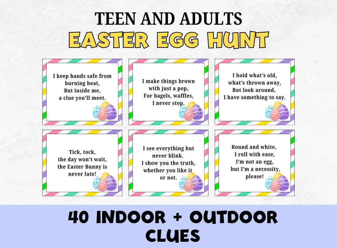Easter Egg Hunt Riddle, Easter Treasure Hunt for Teens and Adults, Fun ...