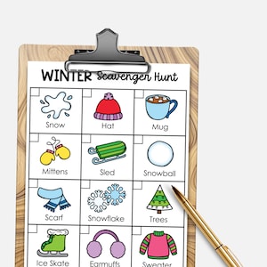 Winter Scavenger Hunt, Printable Indoor and Outdoor Scavenger Hunt ...