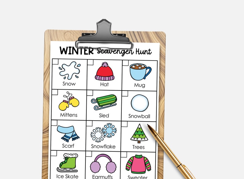 Winter Scavenger Hunt, Printable Indoor and Outdoor Scavenger Hunt ...