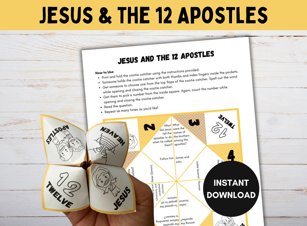 Jesus and the 12 Apostles, Printable Cootie Catcher, Sunday School ...