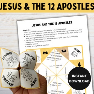 Jesus and the 12 Apostles, Printable Cootie Catcher, Sunday School ...