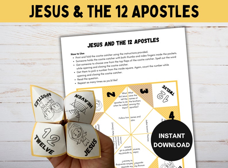 Jesus and the 12 Apostles, Printable Cootie Catcher, Sunday School ...