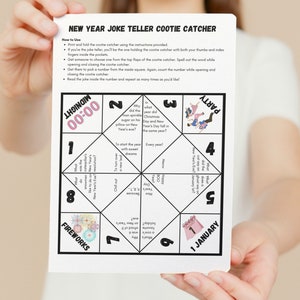 New Year Joke Teller, Printable Cootie Catcher, New Year Eve Jokes, New ...