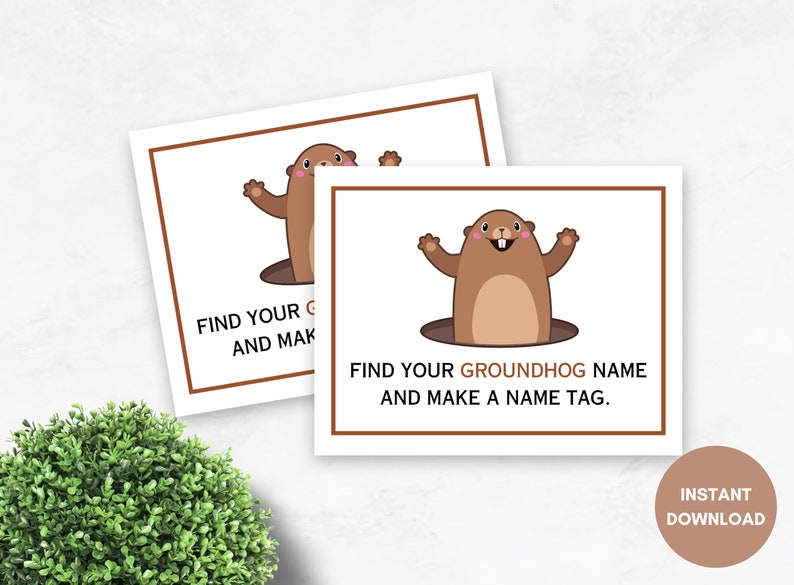 What's Your Groundhog Name Game, Fun Groundhog Party Game for Kids and ...