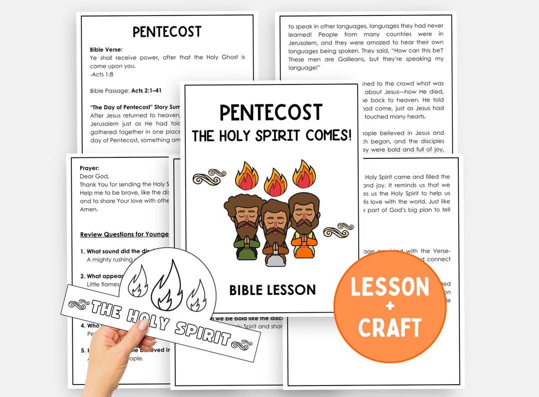 Pentecost Bible Lesson, Holy Spirit Craft Printable, Day of Pentecost ...