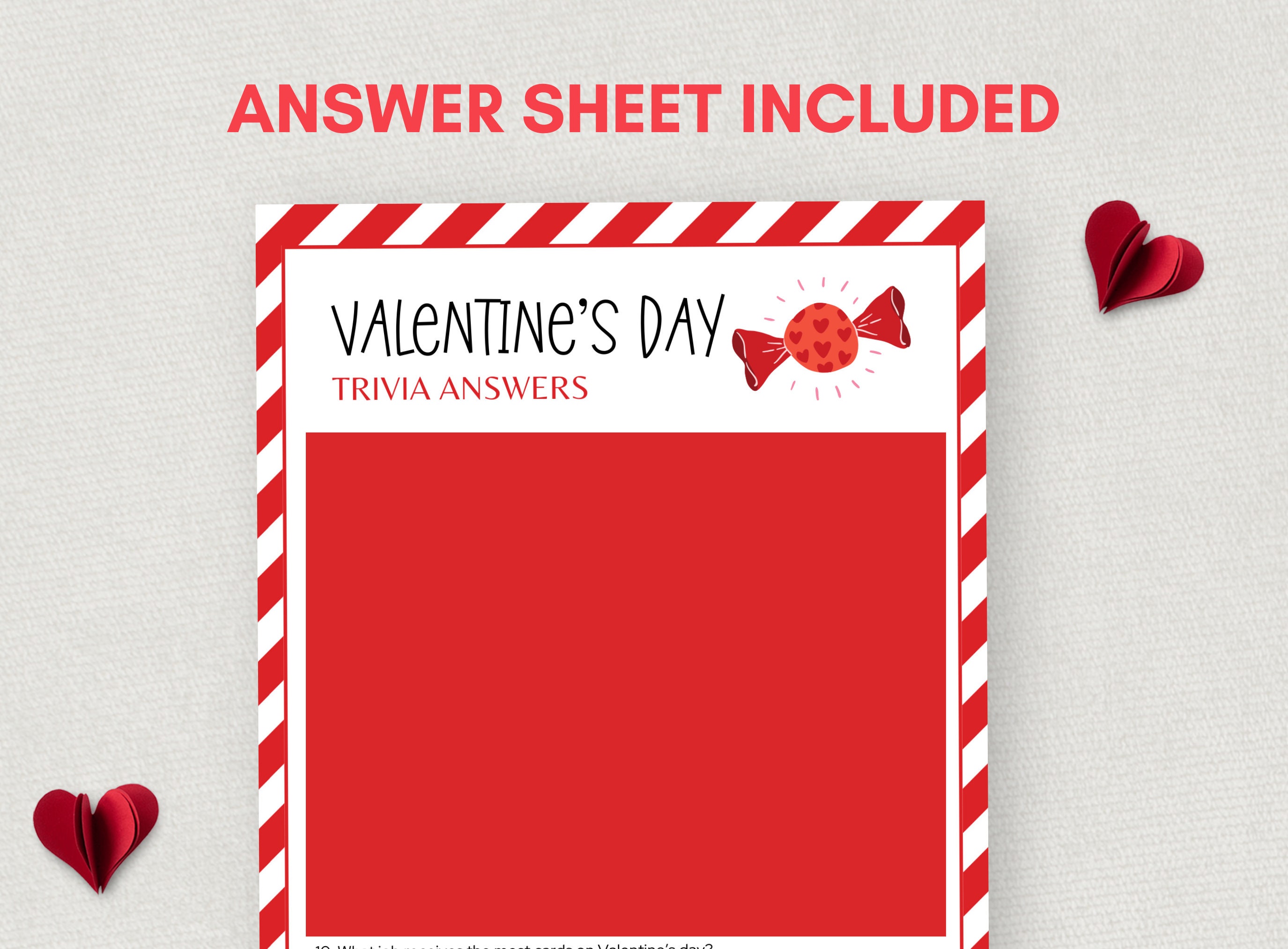 Valentines Trivia Game Printable V Day Trivia Valentines Party Game