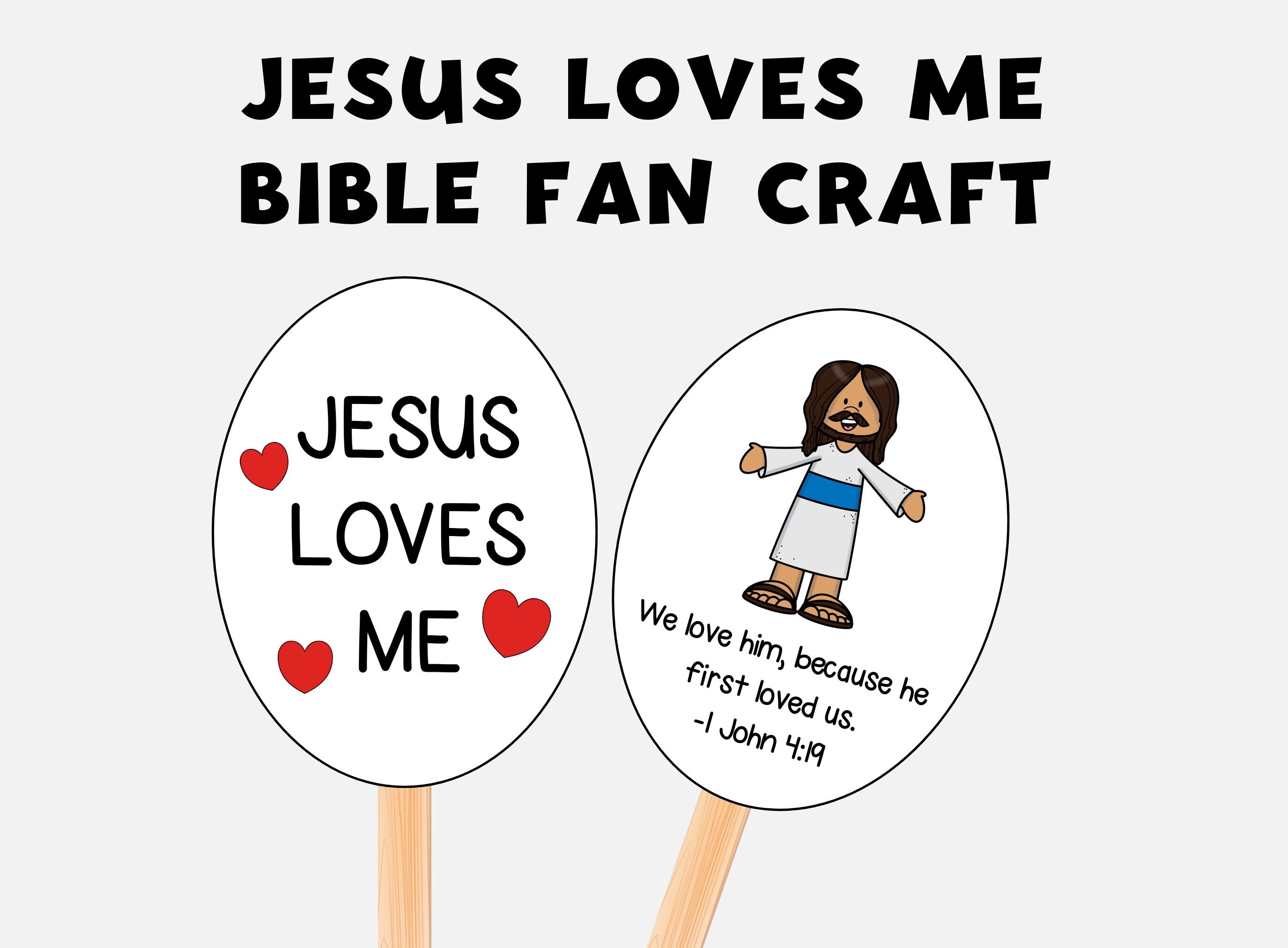 Jesus Loves Me, Bible Fan Craft, Sunday School, Kids Bible Study ...