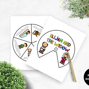Elijah and the Widow, Printable Bible Coloring Wheel, Sunday School ...