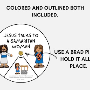Jesus Talks to a Samaritan Woman, Printable Bible Coloring Wheel, Woman ...
