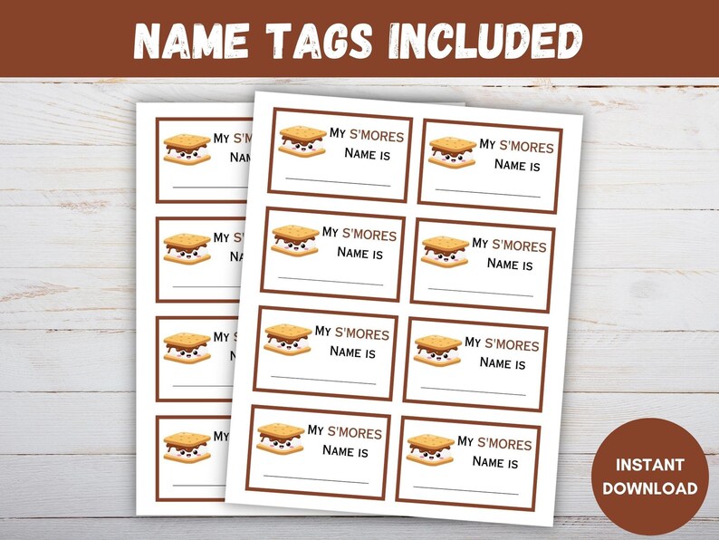 What's Your S'mores Name, S'mores Party, S'more Name Sign & Name Tags ...