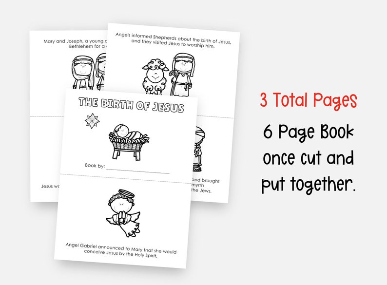 The Birth of Jesus, Printable Nativity Mini Bible Book, Sunday School ...