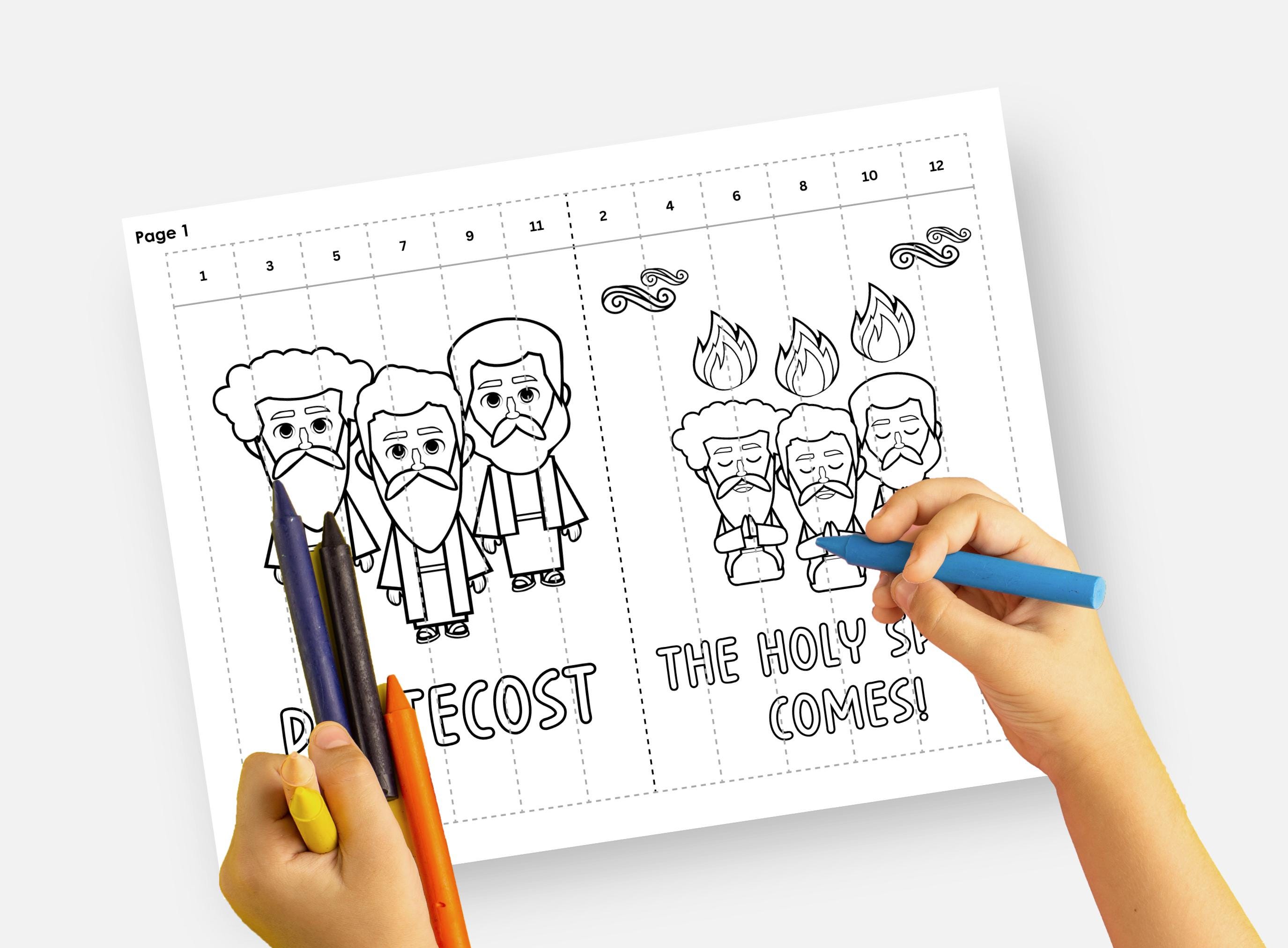 Pentecost Craft, Holy Spirit Bible Agamograph, Easy Printable Coloring ...