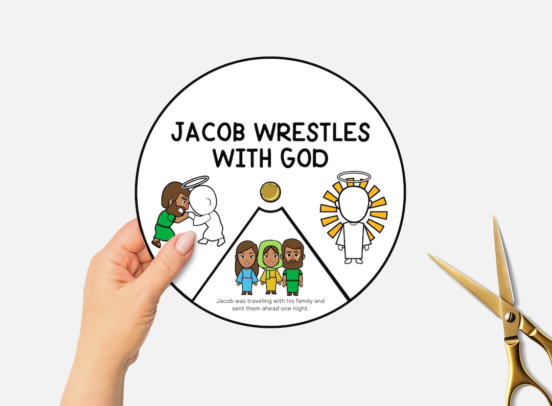 Jacob Wrestles With God, Printable Bible Story Coloring Wheel, Sunday ...