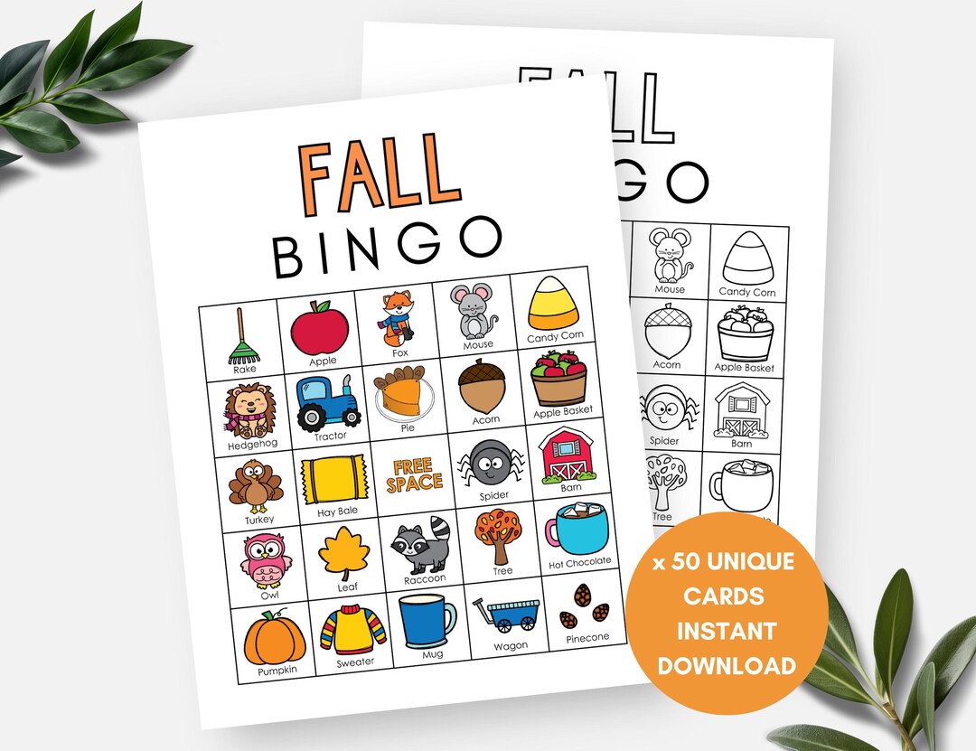 Fall Bingo, Fall Festival Bingo Cards, Printable Autumn Group Game ...