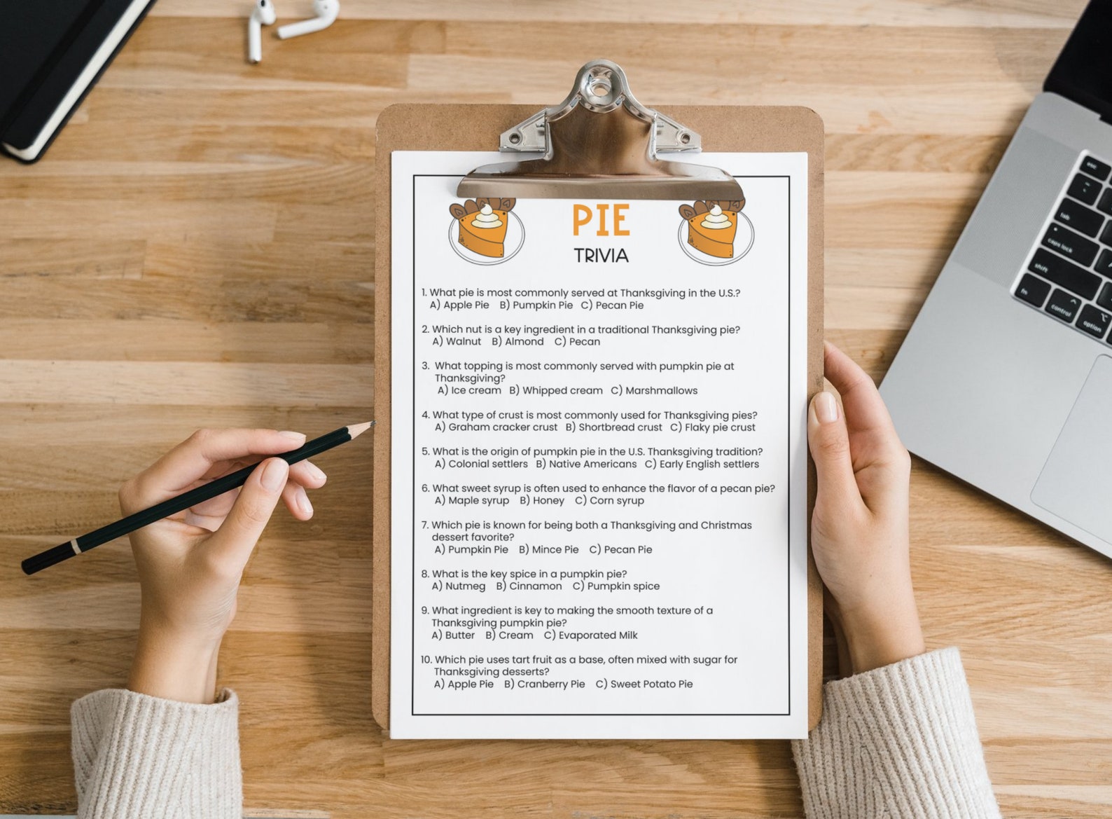 Pie Trivia, Printable Thanksgiving Trivia Game, Trivia Questions for ...