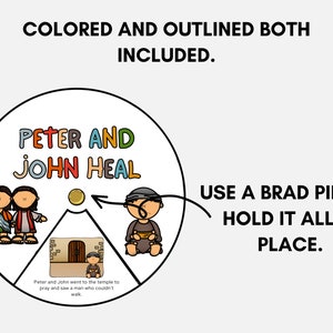 Peter and John Heal, Printable Bible Lesson Coloring Wheel, Kids Sunday ...