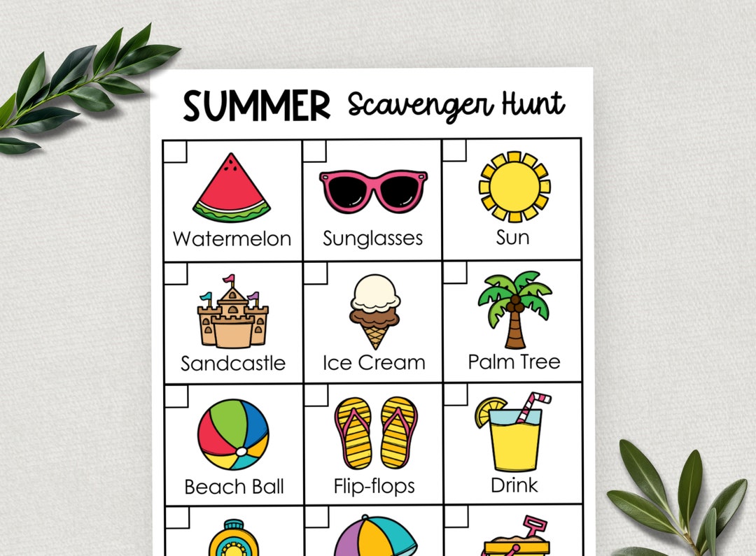 Summer Scavenger Hunt, Printable Outdoor Scavenger Hunt, Kids Scavenger ...
