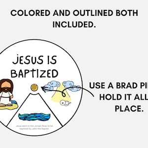 Baptism of Jesus, Printable Bible Coloring Wheel, Life of Jesus Sunday ...