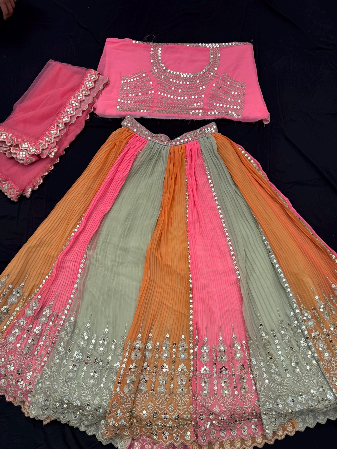Coral Color Bustier Lehenga Set Bridesmaids Lehenga Choli, Indian ...