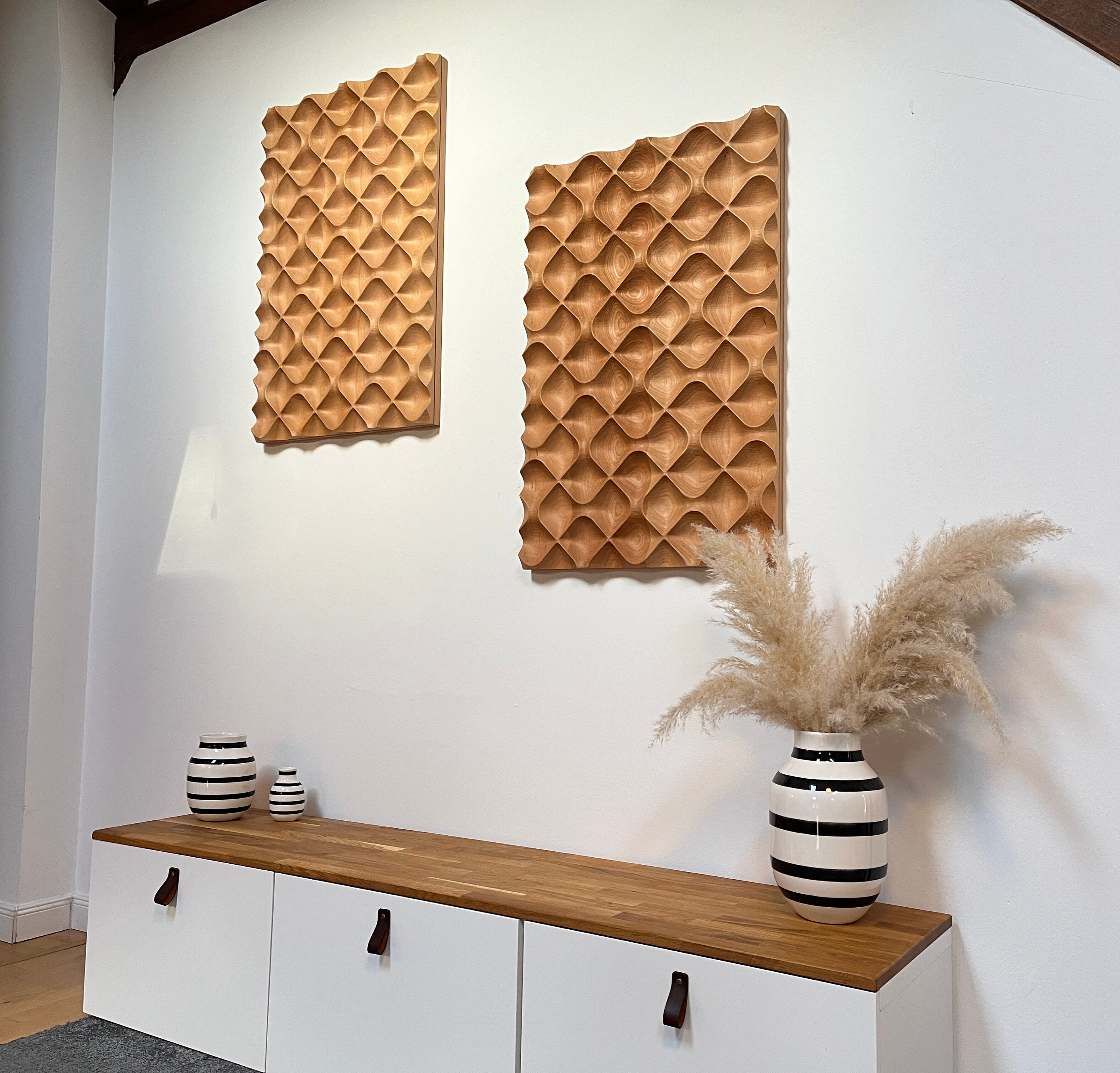 Handcrafted Acoustic Diffuser Made of Solid Oak 3D Wooden Wall Panel ...
