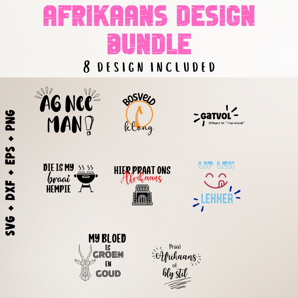 Afrikaans Cut Files | Set of 8 Cut Files, Afrikaans | Instant Digital ...