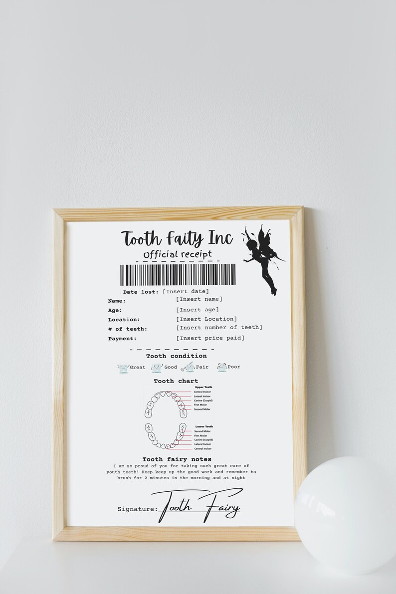 Tooth Fairy Receipt Editable , Printable Tooth Fairy Certificate, Kids ...