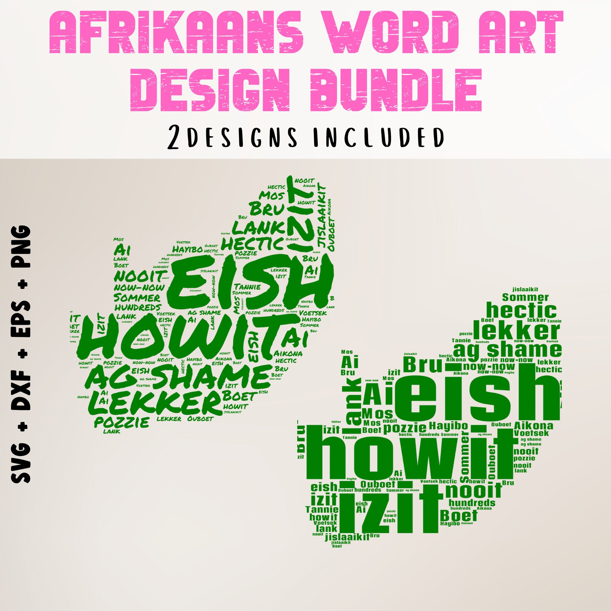 Afrikaans Word Art Cut File | Popular Afrikaans Words | Afrikaans Clip ...