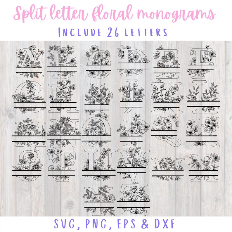 Split Monogram Alphabet A-Z Letters Svg Split Monogram - Etsy