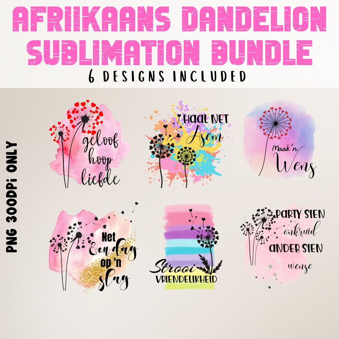 Afrikaans Dandelion Sublimation Files Haal Asem Png Maak N - Etsy