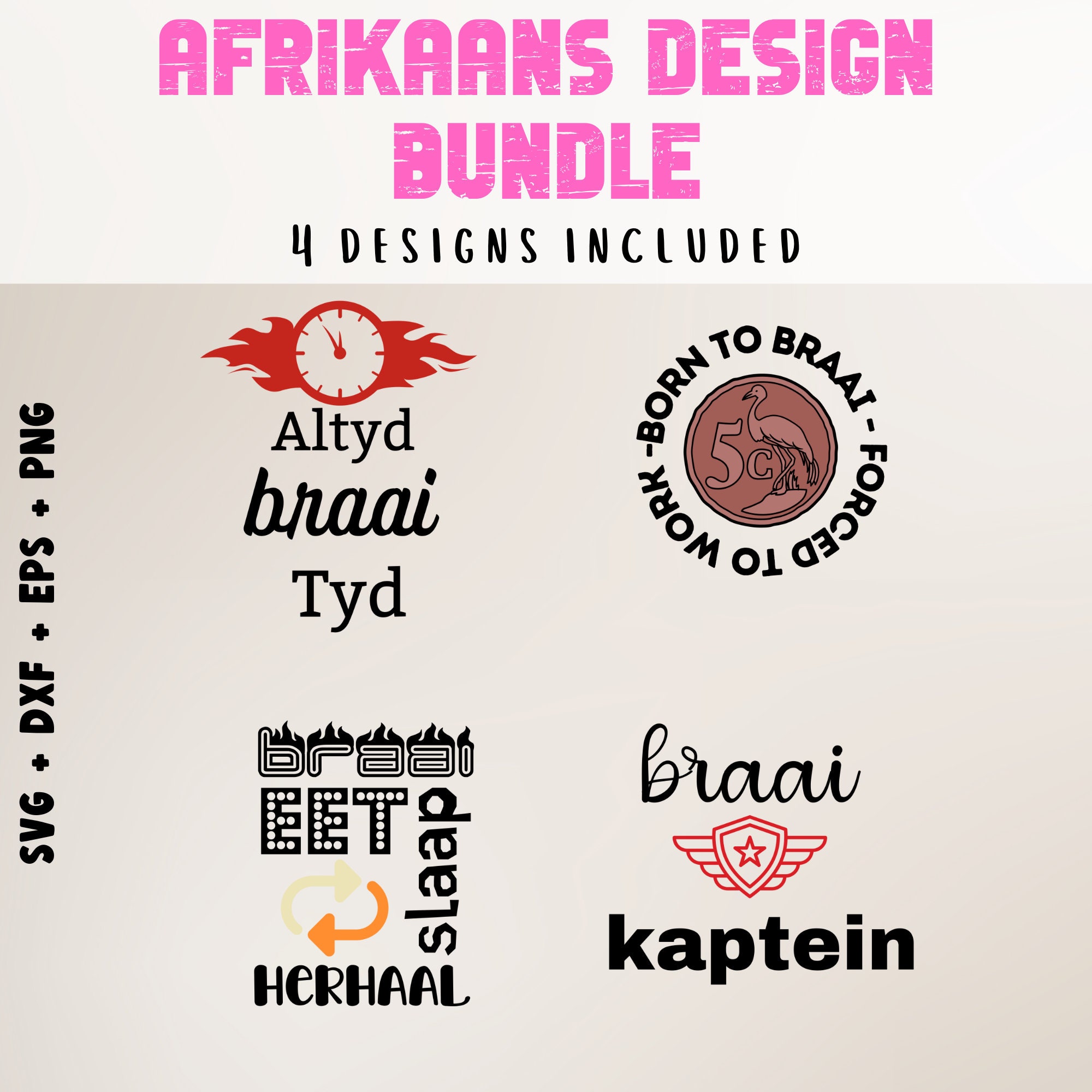 Afrikaans Cut Files Set of 4 Cut Files, Afrikaans Instant Digital ...