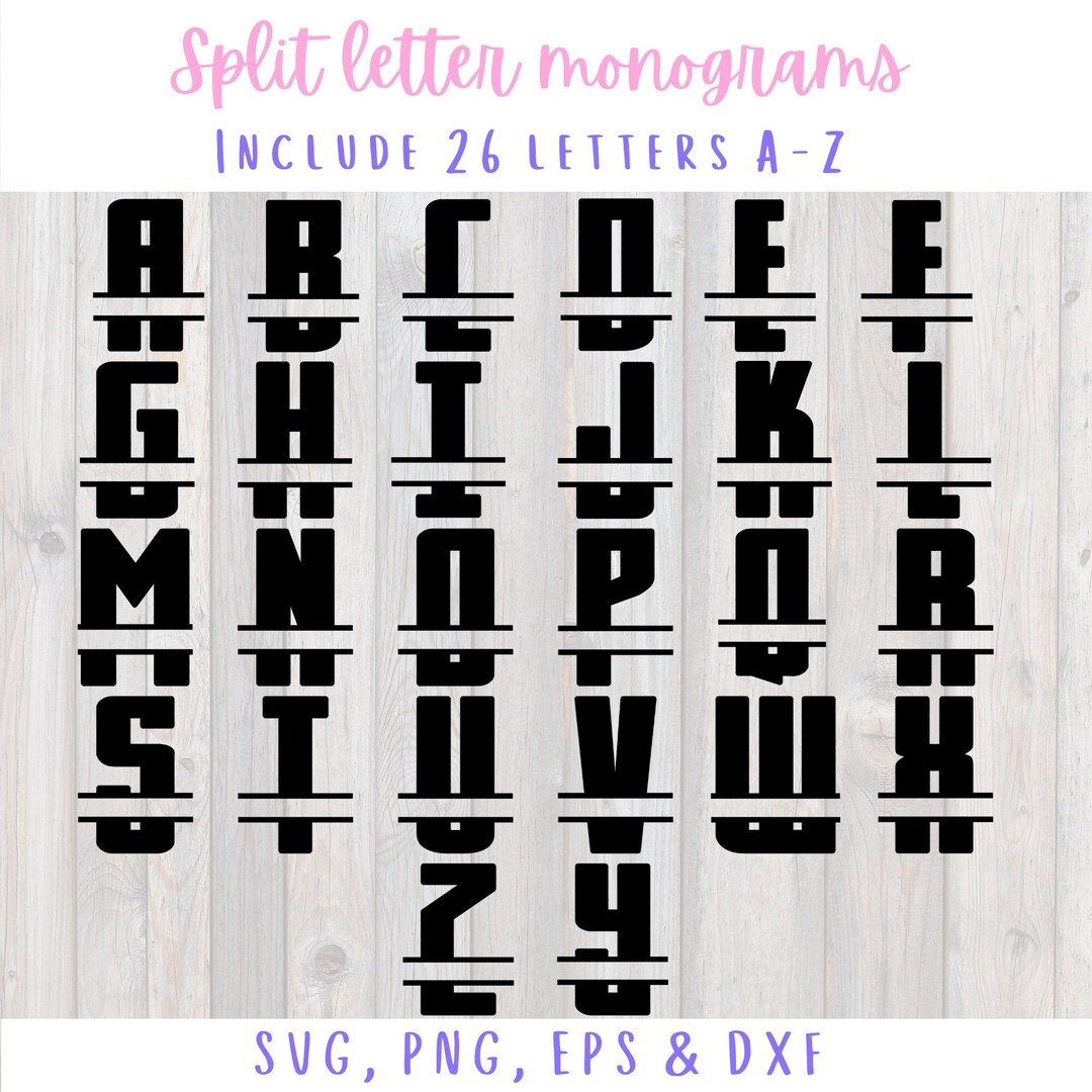 Split Monogram A-Z Letter Monogram Alphabet Clipart Etching Wedding ...