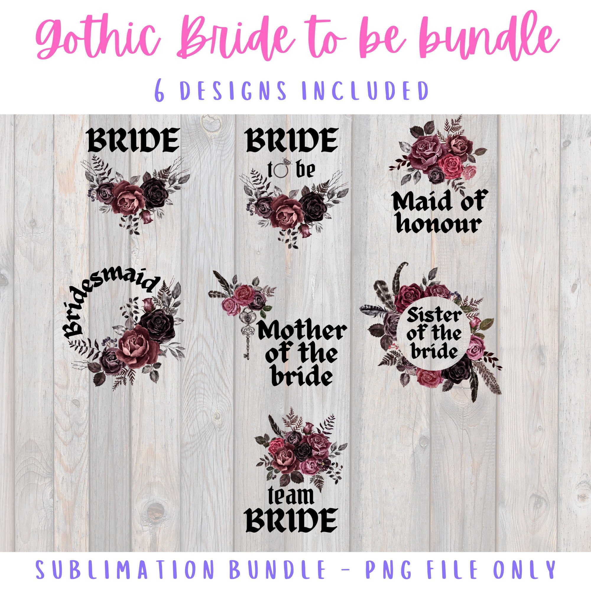 Bride Png Gothic Bride Png Bride Sublimation Designs Bridal Party Shirt ...