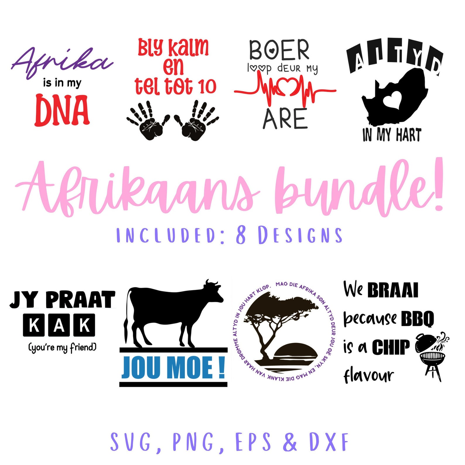 Set of 8 Cut Files Afrikaans. Instant Digital Download Svg - Etsy