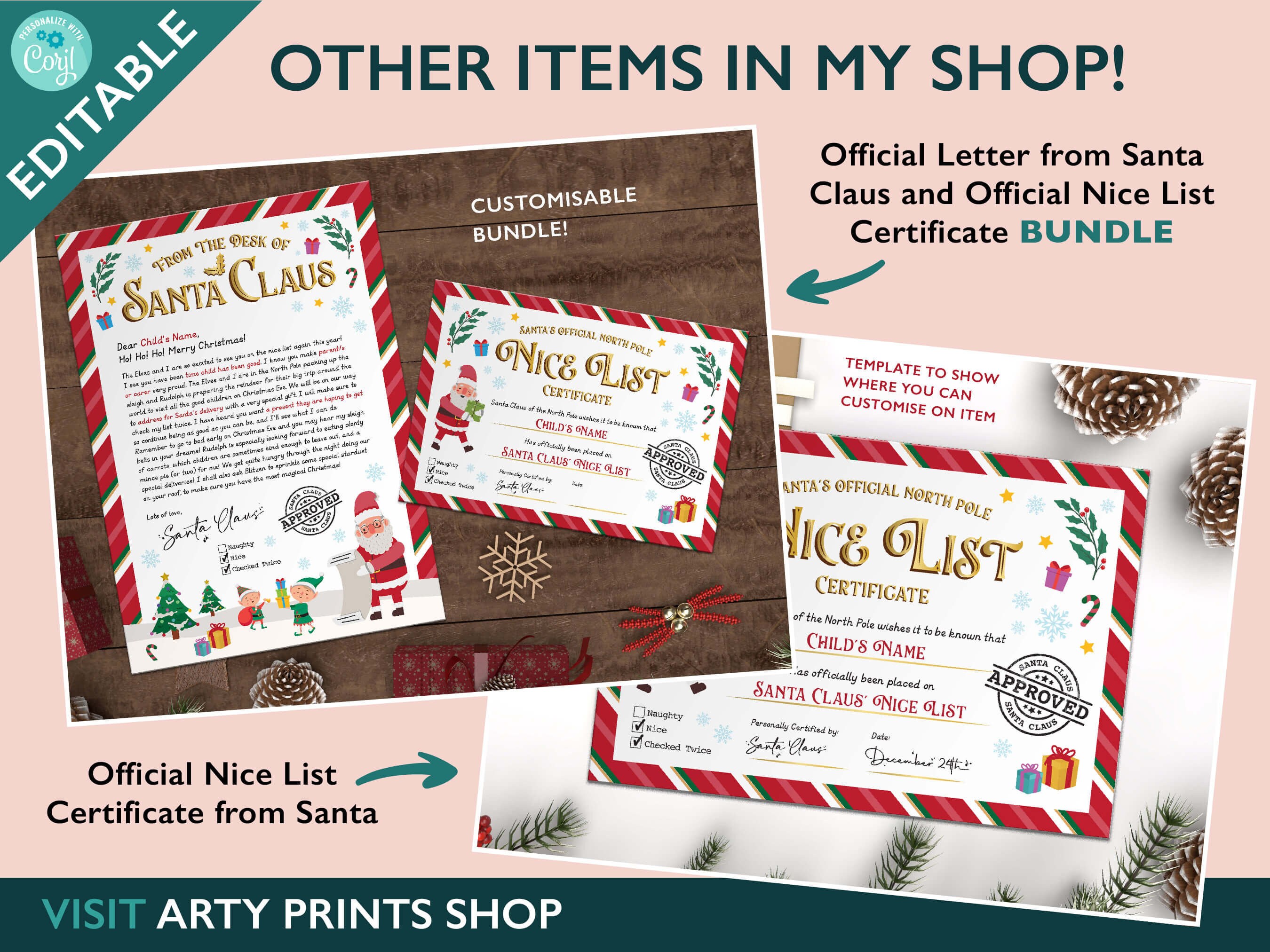 EDITABLE Official Letter From Santa Claus, North Pole Mail, Christmas ...