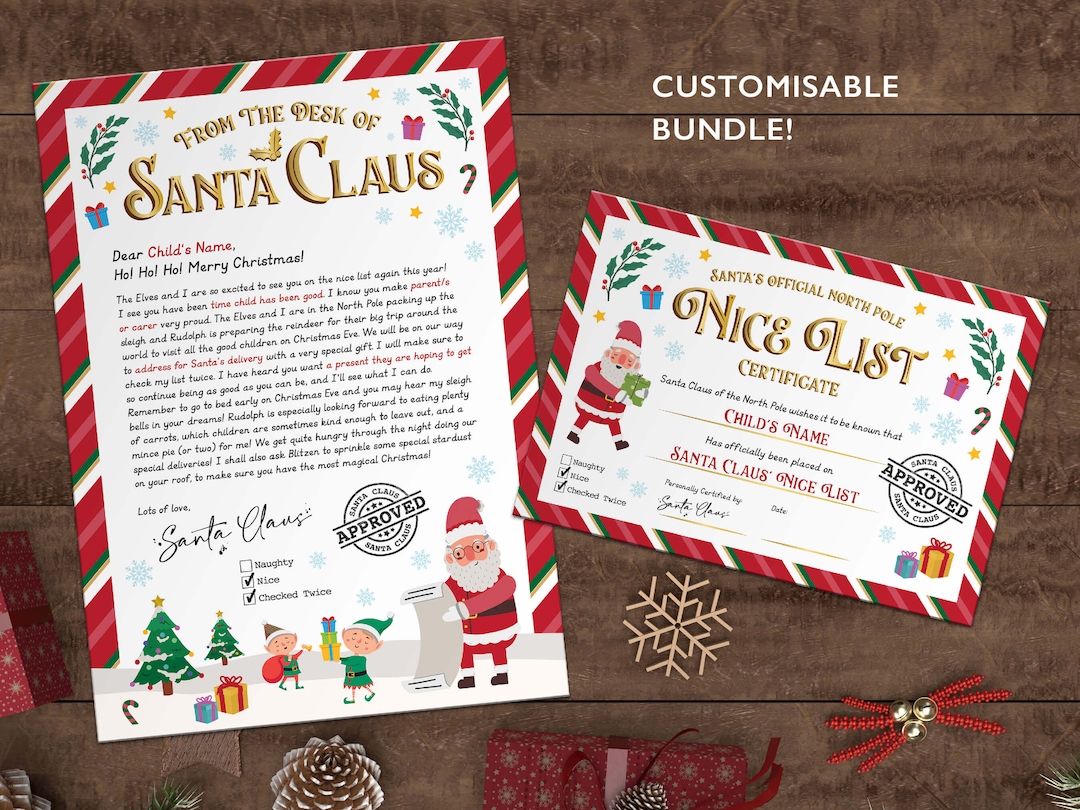 EDITABLE Official Letter From Santa Claus and Official Nice List ...
