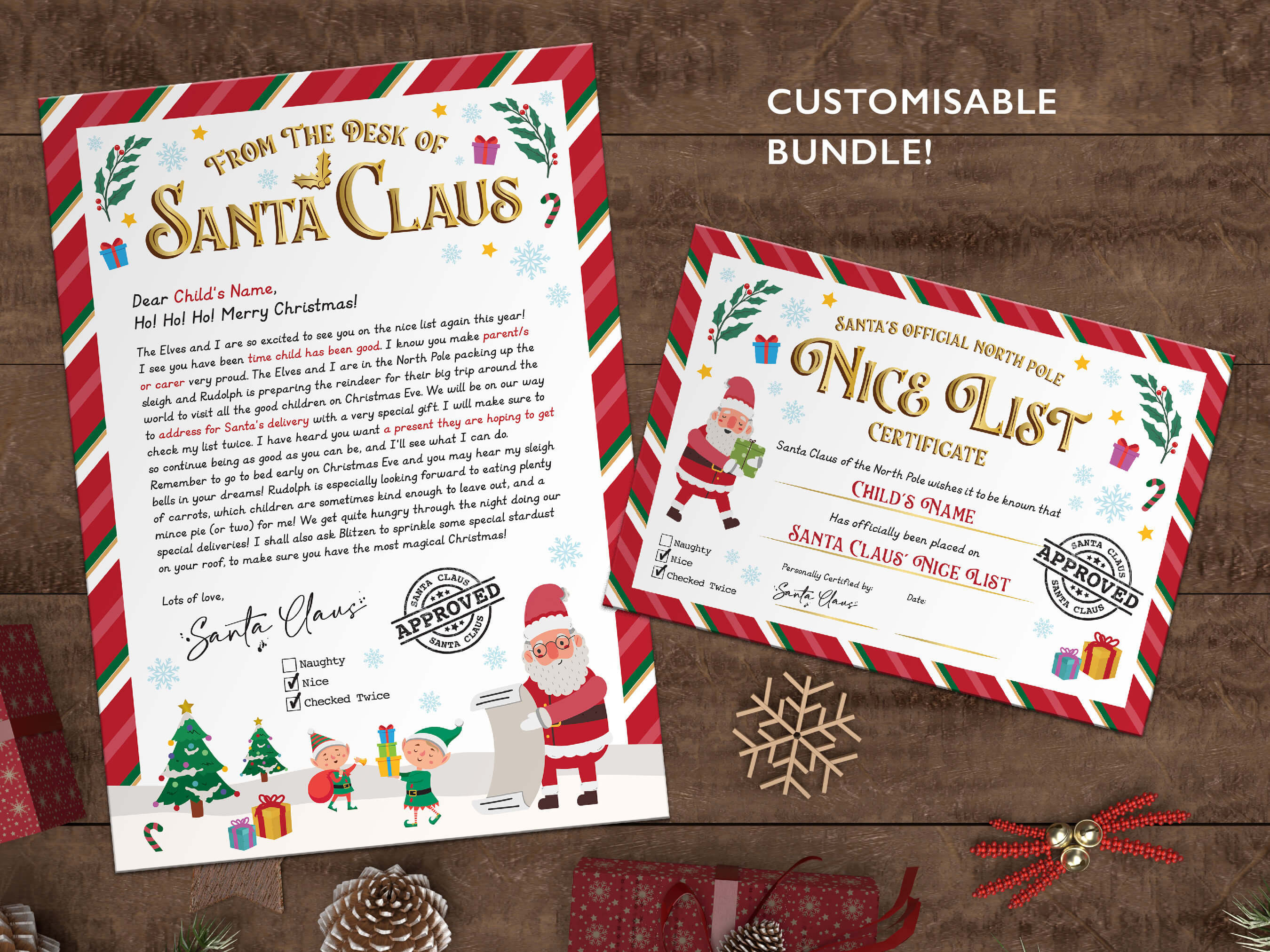 EDITABLE Official Letter From Santa Claus and Official Nice List ...